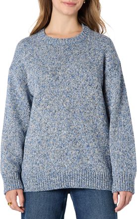 Amazon Essentials Damen Oversize-Pullover mit Rundhalsausschnitt und mehrfarbigem, schwerem Stoff, Kräftiges Blau Meliert, XXL