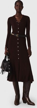 Maje Langes Strickkleid Mit Knöpfen - Braun - Maje