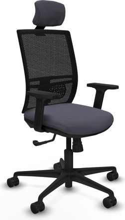 Piqueras y Crespo Ergonomischer Stuhl mit 2D-Armen, h&ouml;henverstellbare Lendenwirbelst&uuml;tze und h&ouml;henverstellbares Kopfteil, ausgestattet mit 4 Positionen, Schwarz/Dunkelg