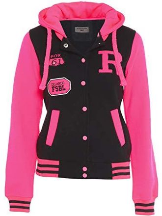 SS7 Veste à Capuche Femme - Noir/Rose Fluo, 44