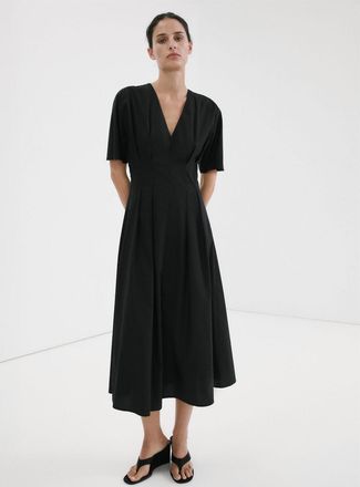 Mango Robe &eacute;vas&eacute;e lyocell noir - Femme - XXS - MANGO