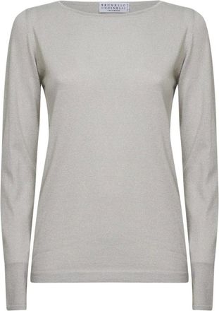 Brunello Cucinelli Femme, Pulls, Gris, Taille: 42 FR Pull &agrave; encolure bateau