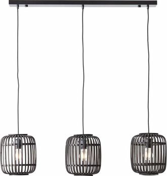 Brilliant Lampe, Woodrow Pendelleuchte, 3-flammig holz dunkel/schwarz, Metall/Bambus, 3x A60, E27, 60W,Normallampen (nicht enthalten) - Brilliant