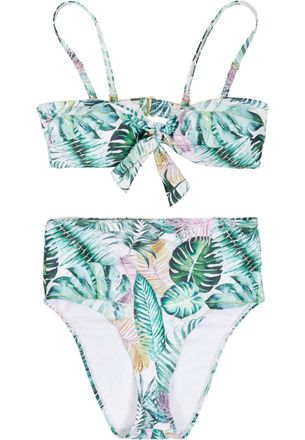 Urban Classics Ladies High Waist Pattern Bikini, Leaf White, XL