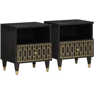 vidaXL Tables de chevet 2 pcs 40x33x46 cm Bois de manguier solide Vidaxl