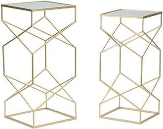 Dmora Couchtisch Bibbiena 31,5x31,5x68h cm Gold Zeitschriftenhalter