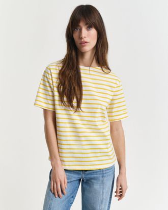 GANT Damen Gestreiftes T-Shirt mit U-Boot-Ausschnitt (XXL) DAFFODIL Gelb