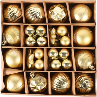 Healifty 42 St&uuml;cke Weihnachten Ball Ornamente mit Lanyard Kunststoff H&auml;ngen Anh&auml;nger Kugeln f&uuml;r Weihnachten Baum Decor Party Hochzeit