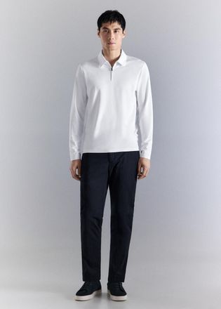 Mango Komfort-Stretch-Poloshirt mit Rei&szlig;verschluss wei&szlig; - Herren - XXL - MANGO MAN