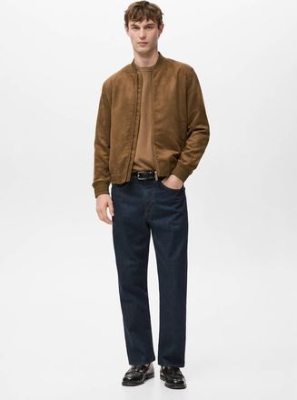 Mango Veste bomber effet daim cognac - Homme - M - MANGO MAN