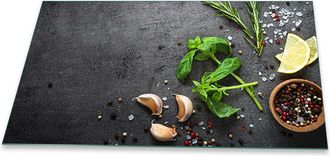 Decorwelt Herdabdeckplatte Abdeckung Ceranfeld Abdeckplatte Schneidebrett 1-Teilig 90x52 Gewürze Grau Mehrfarbig Spritzschutz Glasplatte Ceranfeldabdeckung Schu