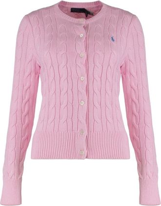 Polo Ralph Lauren Femme, Pulls, Rose, Taille: 44 FR Cardigan en coton à maille torsadée