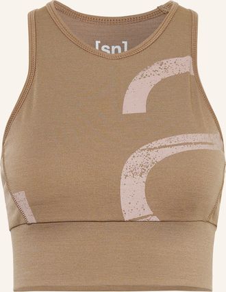 super.natural Cropped-Funktionstop Capital Logo Mit Merinowolle beige