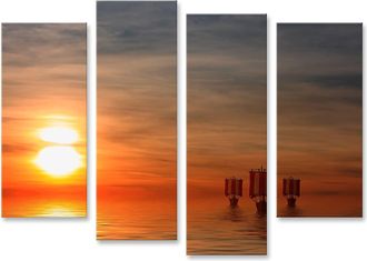 Islandburner Bild auf Leinwand Wikinger Schiffe Bei Sonnenuntergang Bilder Wandbilder Poster