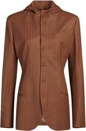 Jean Paul Gaultier Blazer ray&eacute; &agrave; capuche en laine vierge m&eacute;lang&eacute;e