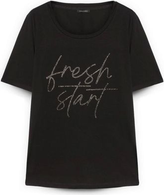 Fiorella Rubino Femme, Tops, Noir, Taille: 38 FR T-shirt avec lettrage en strass