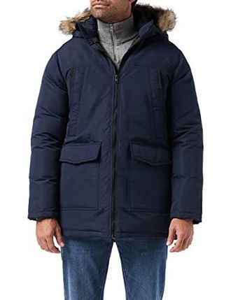 Jack & Jones Veste dhiver matelassée pour Homme avec Capuche en Fausse Fourrure JJECRAFT, Couleurs:Bleu-Marine, Taille de Veste:M
