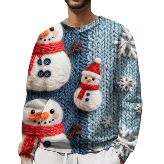 Generic Pull à col rond pour homme - Imprimé complet - Tendance et décontracté - Col rond - Polyester épais - Pull à capuche simple à manches longues - Sweats