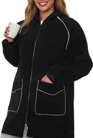 Generic Sweat-shirt à imprimé léopard, manteaux dhiver pour femmes, vêtements dextérieur longs à la mode avec bandes réfléchissantes, manteau de pluie ample a