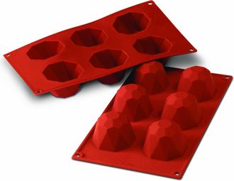 Silikomart Silikomart 20.049.00.0065 SF049 Diamant große Backform, 6 Mulden, Silikon, Terrakotta