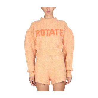 Rotate Logo-Print Grobstrickpullover - - Knitwear - Damen - Orange - XS