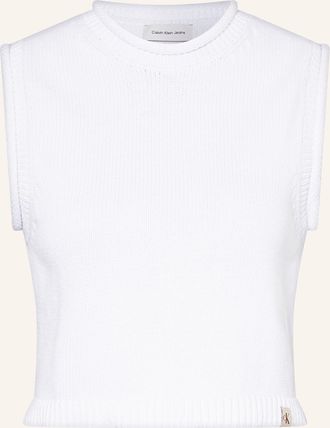 Calvin Klein Jeans Cropped-Stricktop weiss