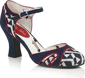 Ruby Shoo Jeraldine Navy Blue Vintage Style Mary Jane Heels UK 7