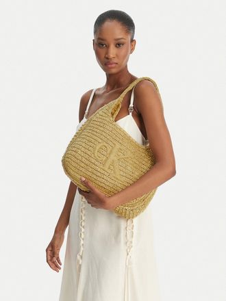 Calvin Klein Handtasche Calvin Klein Bold Ck Raffia Lg Shoulder Bag LV04F3448G Beige