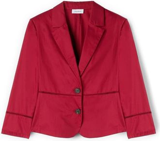 Motivi Femme, Vestes, Rouge, Taille: 46 FR Blazer en twill de coton avec ajour&eacute;