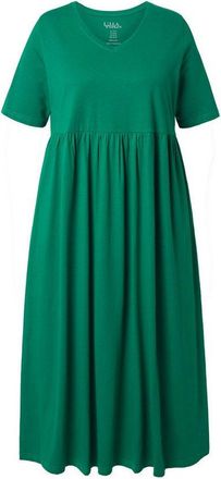 Ulla Popken Maxikleid Maxikleid A-Linie Jersey V-Ausschnitt Halbarm