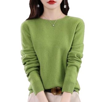 Generic Nouveaux pulls en cachemire pour femmes, manches longues, col montant, pull en laine pour lautomne et lhiver, pull en tricot doux et l&eacute;ger, Vert, XXL