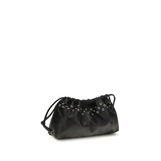 Pierre Hardy Womens Metal-Eyelet Calfskin Clutch Black Calf Leather Bos