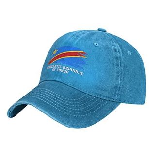 Generic Casquettes De Golf Denim Aux Couleurs du Drapeau De La R&eacute;publique D&eacute;mocratique du Congo Vintage Casquette Trucker Unisexe Chapeau pour Les Saisons P&ecirc;c