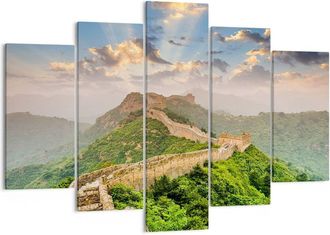 Arttor Bilder auf Leinwand 150x100cm Leinwandbild Wand Berg asiatisch china Gro&szlig; XXL Wanddeko Bild Schlafzimmer Set 5 teilige Wandbilder Dekoration Wohnzimme