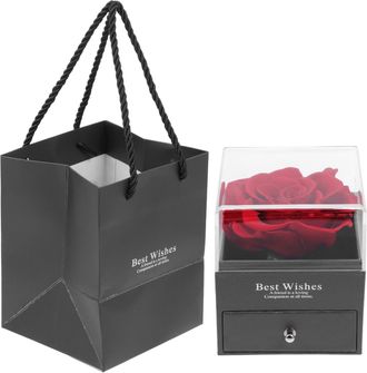 Lurrose Schmuckk&auml;stchen mit Konservierten Rosen Schubladenbox aus Acryl und Papier Romantische Geschenkverpackung f&uuml;r Hochzeiten und Geburtstage