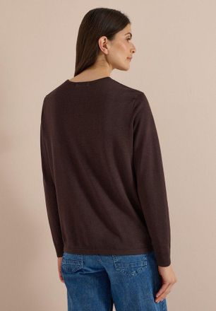 Cecil Strickpullover Baumwoll-Viskosemix, Feinstrick, unifarben