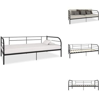 vidaXL Tagesbett-Rahmen Schwarz Metall 90&times;200 cm - Tagesbett - Schlafsofa - G&auml;stebett - Metallbett - Doppelbett