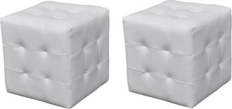 vidaXL Tabourets cube Blanc Vidaxl
