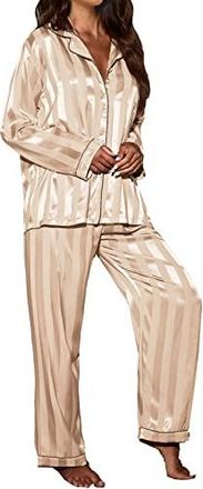 Generic Ensembles De Pyjama Femme Manches Longues Col en V Sexy Boutonné Grande Taille Imprimé à Pois Coton Pyjama Pantalon Automne Et Hiver Respirant Doux Vê