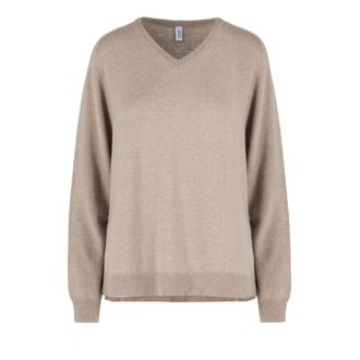 Bomboogie Femme, Pulls, Beige, Taille: 44 FR Pull en Laine M&eacute;rinos Col V