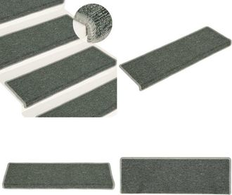 vidaXL Stufenmatten 15 Stk. 65x21x4 cm Gr&uuml;n - Stufenmatte - Treppenmatte - Treppenl&auml;ufer - Rutschfeste Matte - Dekorative Treppenmatte - Home & Living