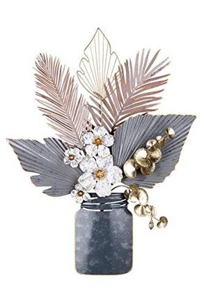 Gilde Wandrelief Viola Metall grau Blumendesign 95x73x11cm Wanddeko Kunst Dekoration Wohnaccessoire