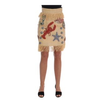 Dolce & Gabbana Kristallbestickter Meerestiere Mini Rock - - Skirts - Damen - Beige - 2XS