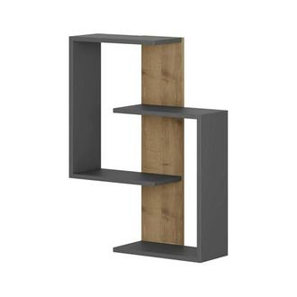 Dmora Regal Seren, Regal, Wandregal, Mehrzweckregal, 64 x 22 x 85 cm, Anthrazit und Eiche