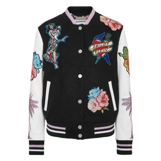 Philipp Plein Femme, Vestes, Noir, Taille: 44 FR Leather Bomber Hawaii