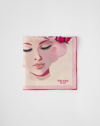 Prada Schal aus Seidentwill mit Print, 55 x 55