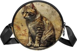 Generic Petit sac &agrave; bandouli&egrave;re rond pour femme, petit sac &agrave; bandouli&egrave;re avec fermeture &eacute;clair et bretelles r&eacute;glables style d&eacute;contract&eacute; pour femmes et filles