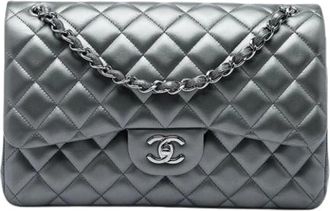 Chanel Sac bandouli&egrave;re classique double rabat Pre-owned - Femme - Pre-owned - Gris - Taille: ONE Size