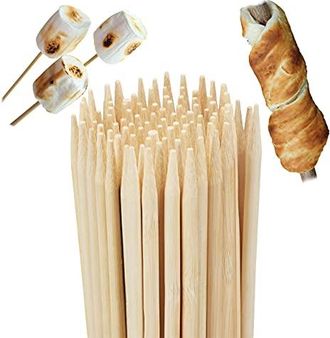 Relaxdays Stockbrot Spieße aus Bambus, 100er Set, 90 cm Lange Marshmallowspieße, Lagerfeuer, Grillspieße Ø 8 mm, Natur