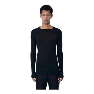 Rick Owens Homme, Tops, Noir, Taille: S Haut &agrave; Manches Longues C&ocirc;tel&eacute;